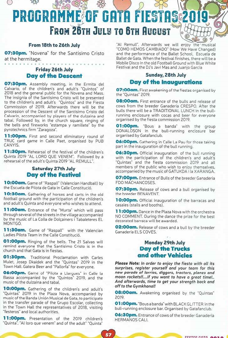 2019 Gata Fiesta program – English - Gata Residencial